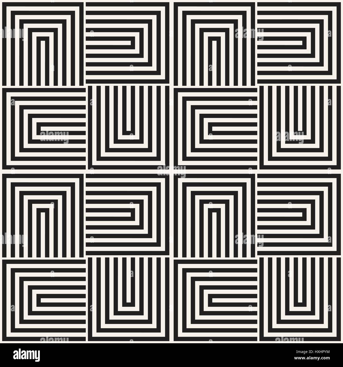 Repeating Geometric Stripes Tiling. Vector Seamless Monochrome Pattern ...