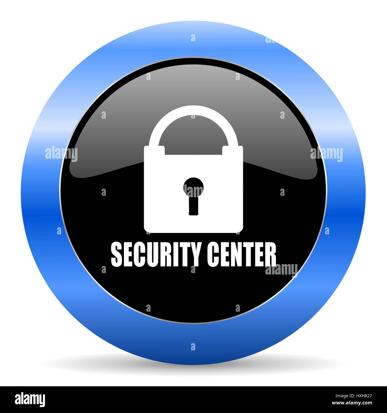 Security center black and blue web design round internet icon with ...