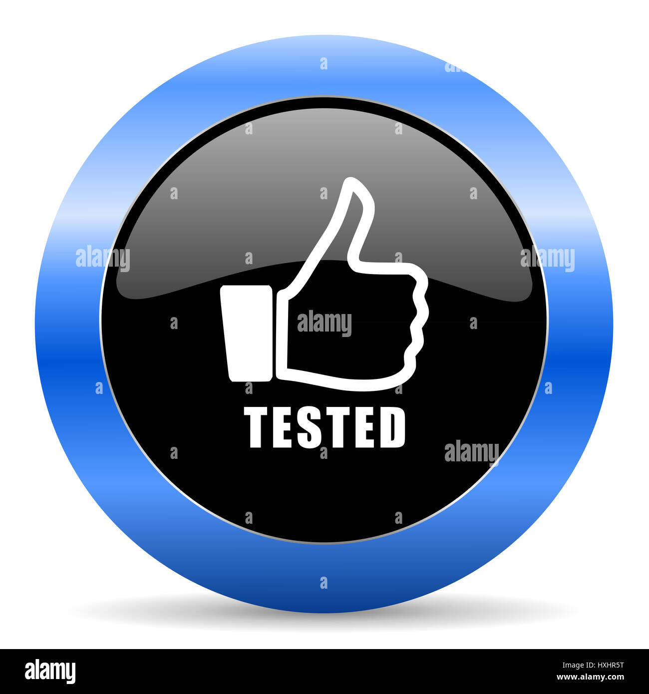 Tested black and blue web design round internet icon with shadow on ...