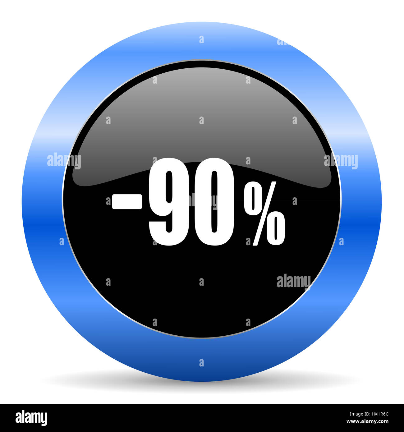 90 percent sale retail black and blue web design round internet icon ...