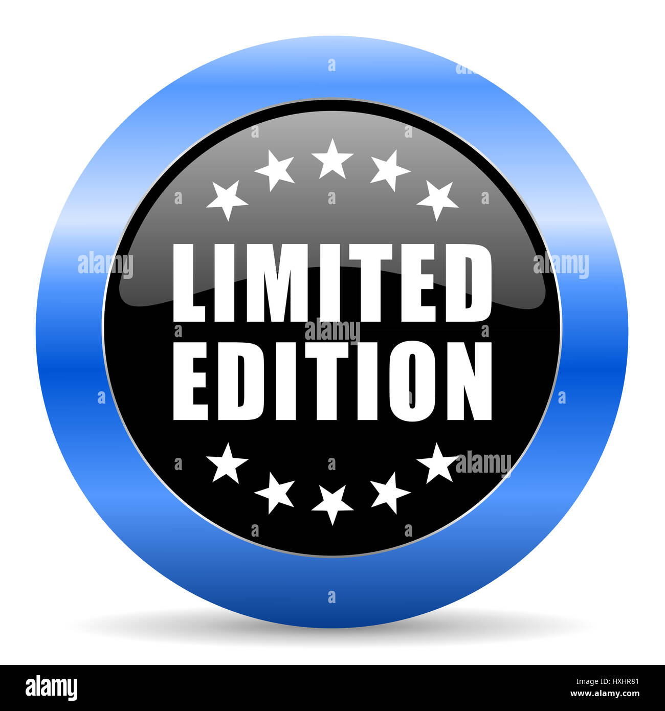 Limited edition black and blue web design round internet icon with ...