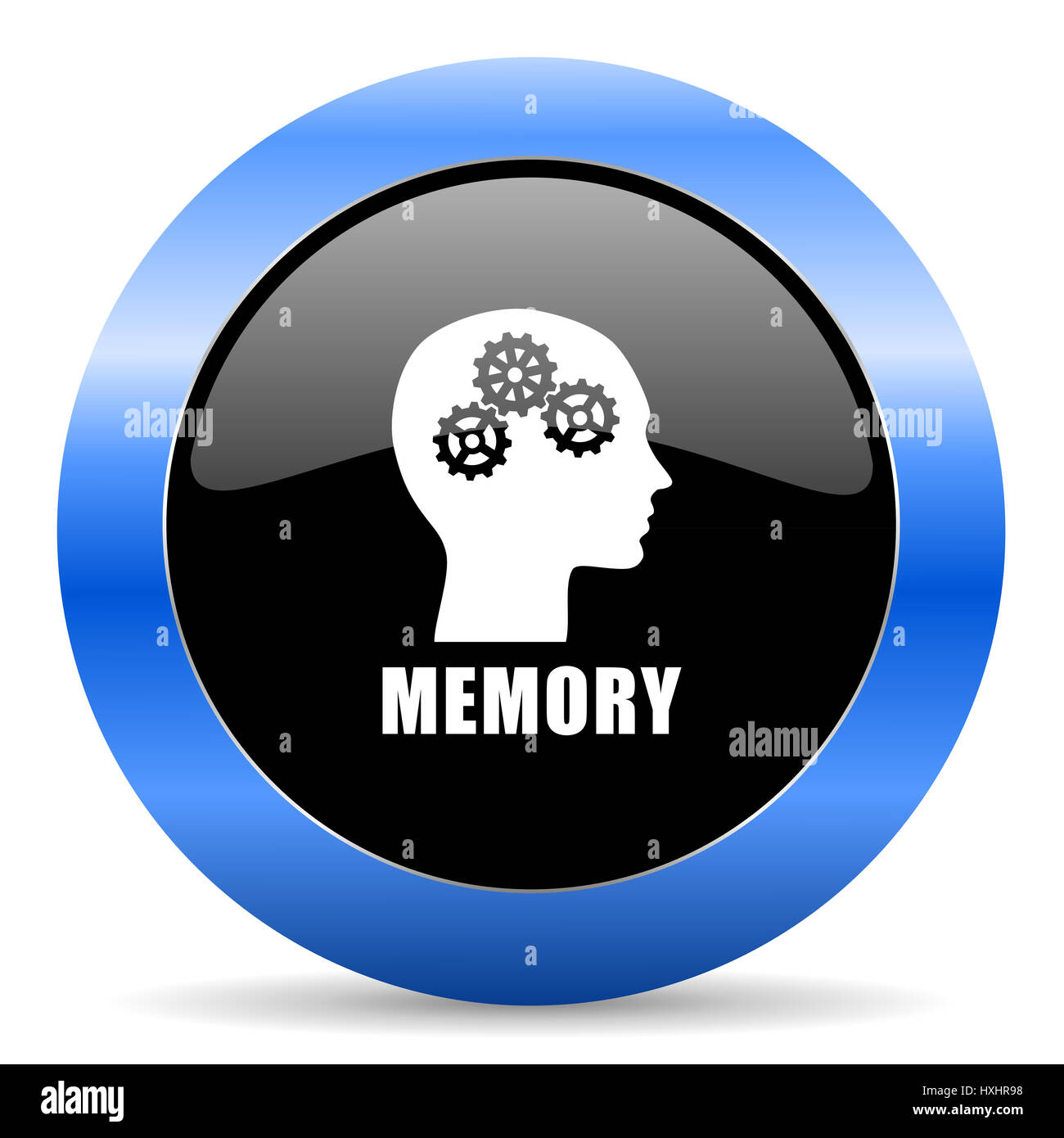 Memory black and blue web design round internet icon with shadow on ...