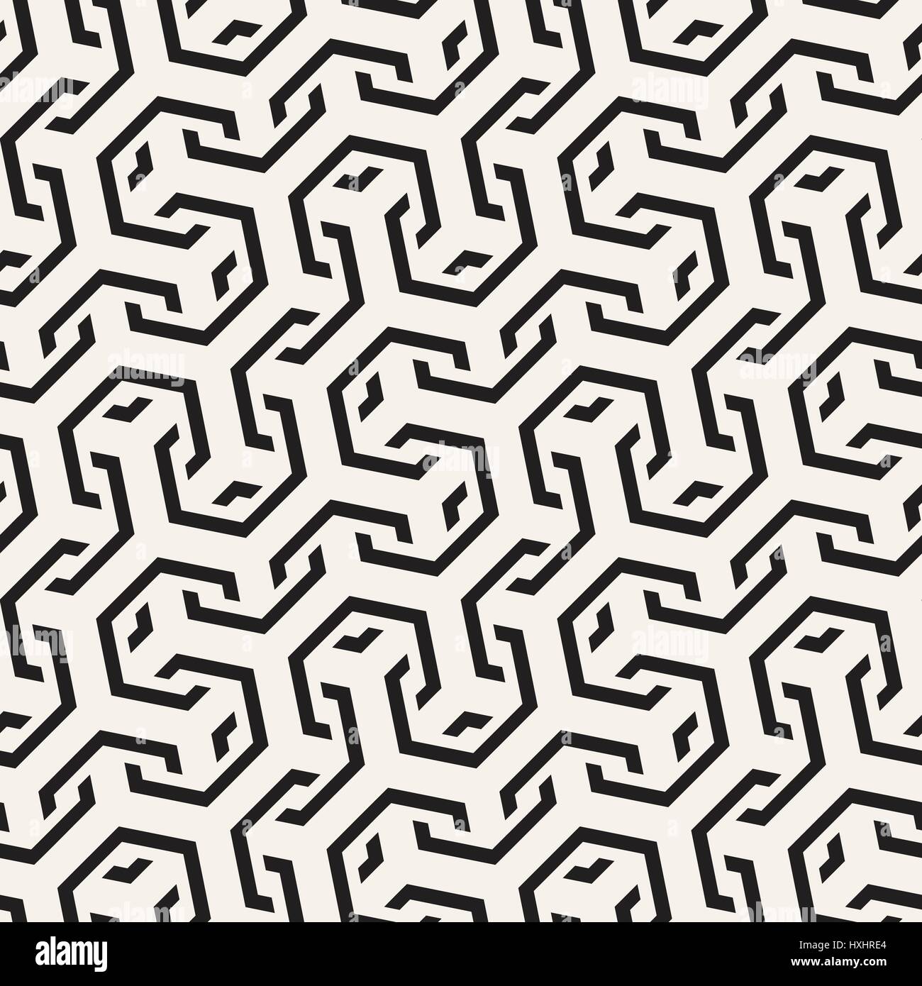 Vector Seamless Interlacing Lines Pattern. Repeating Geometric Background With Hexagonal Lattice ...