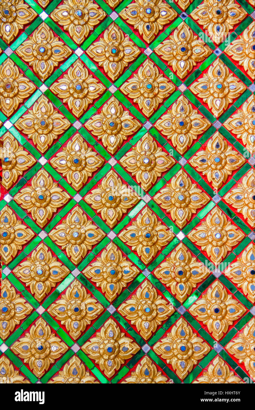 Thai pattern inside wall of Thai temple Stock Photo - Alamy