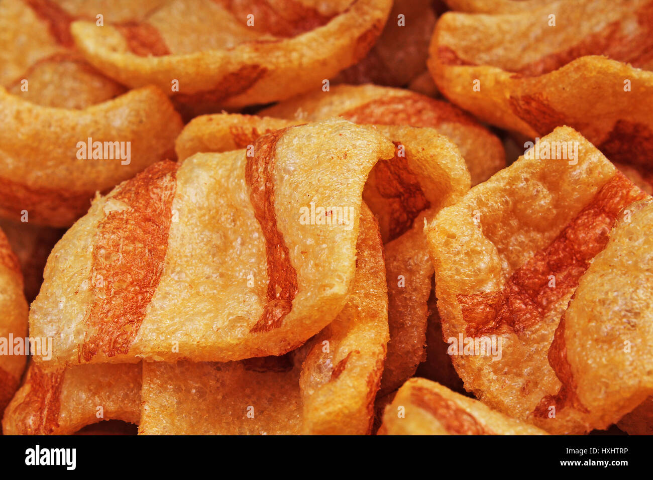 Bacon flavored snacks snack closeup texture pattern studio photo ...