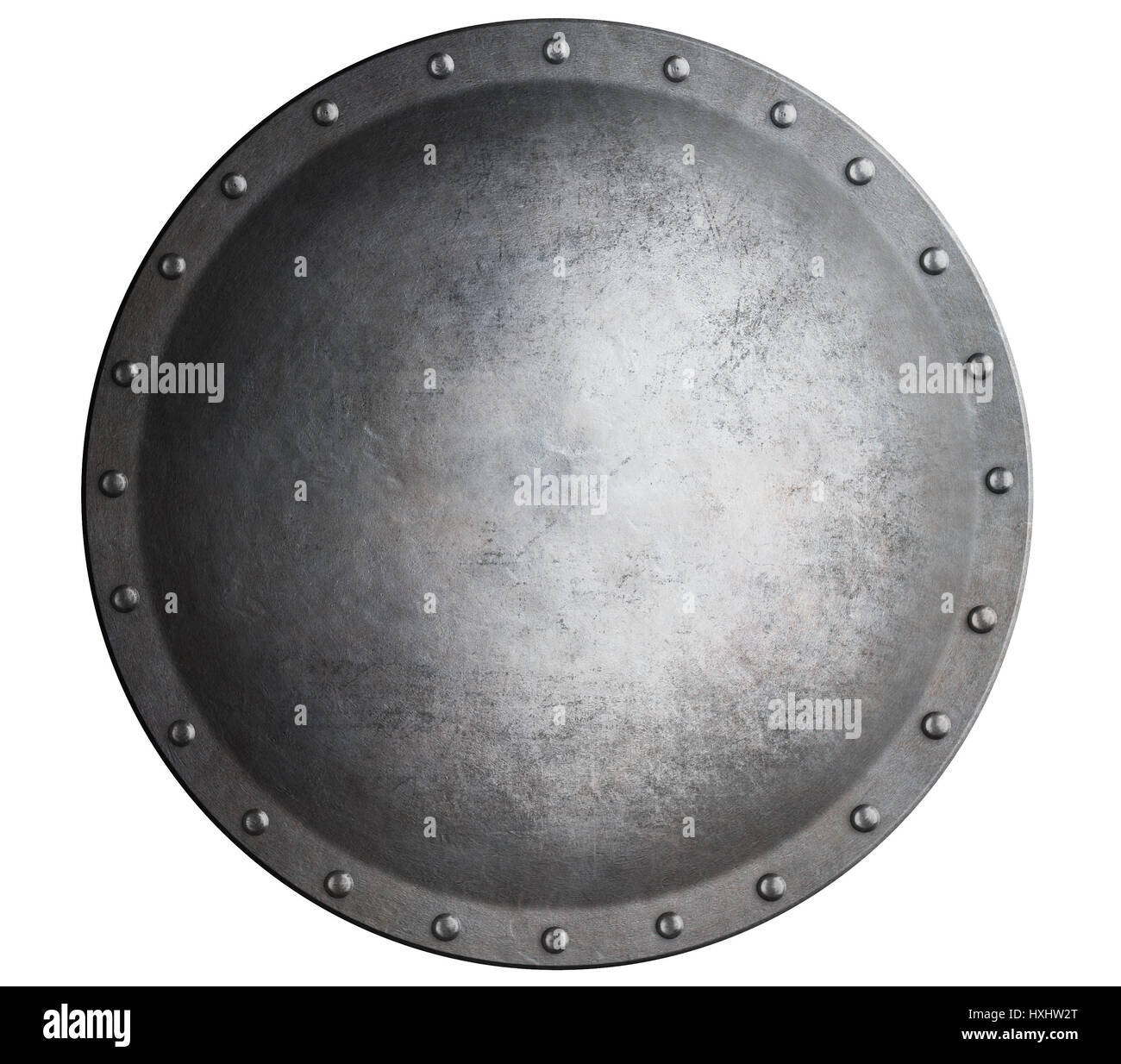 metal medieval round shield isolated on white 3d illustration Stock ...