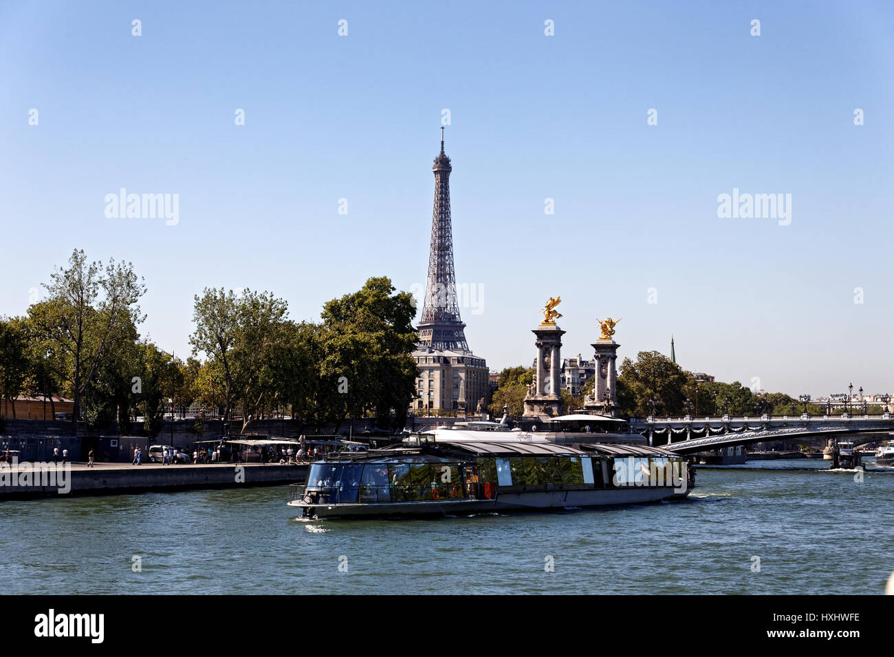 River boat cruise on the river Seine Stock Photo - Alamy