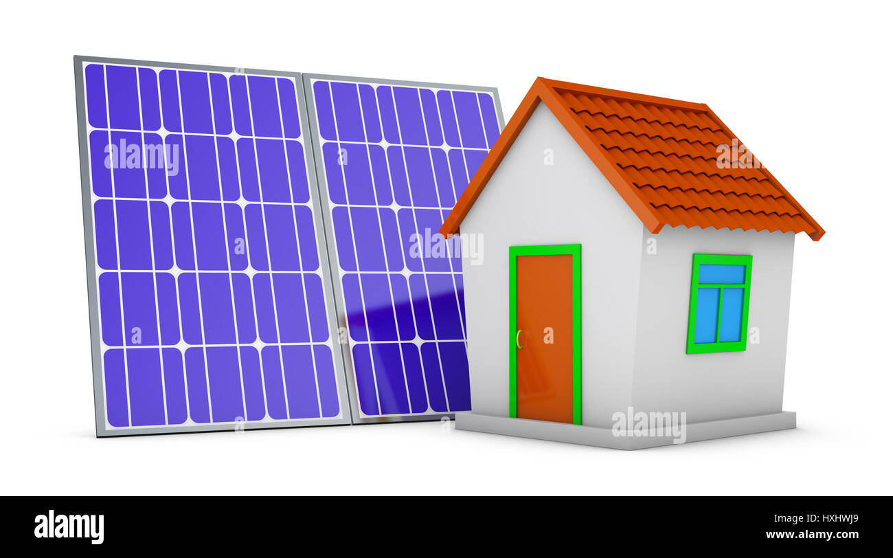 White house modern solar panels Cut Out Stock Images & Pictures - Alamy