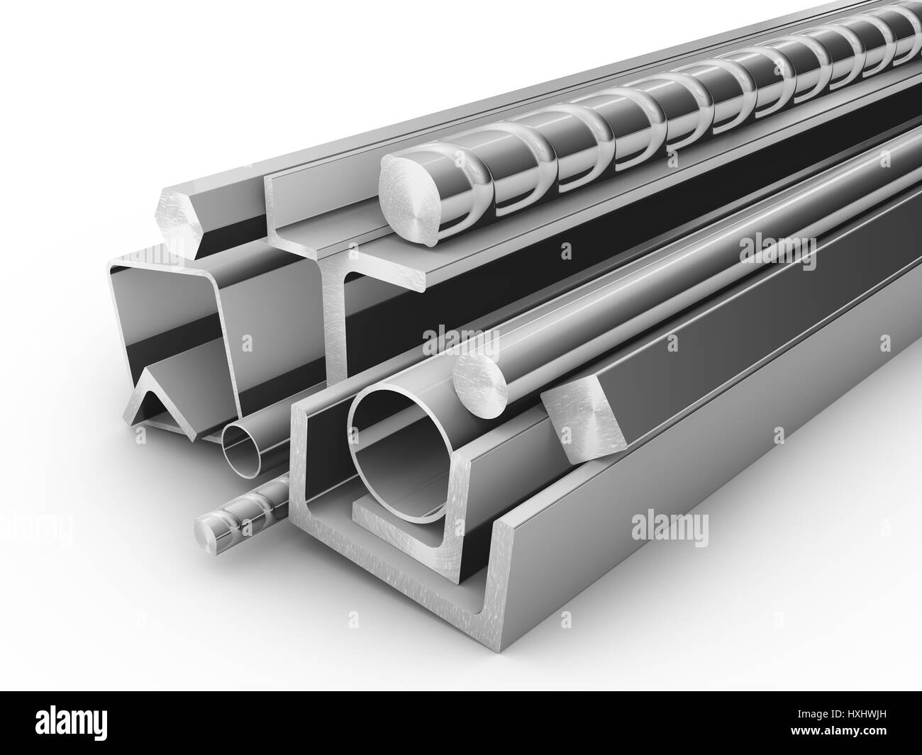 steel products for construction on a white background Stock Photo - Alamy