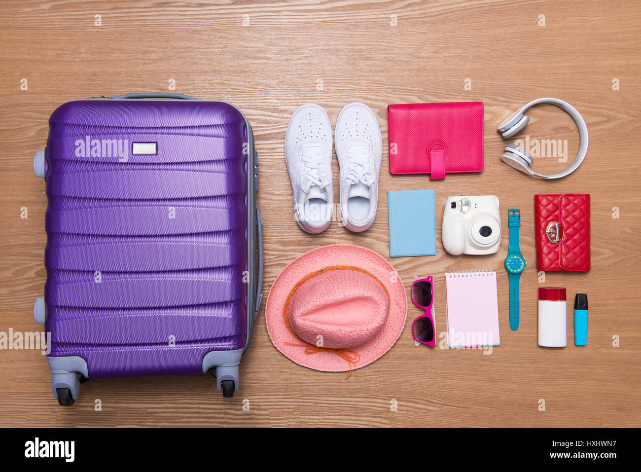top view concept with luggage clothes Stock Photo - Alamy