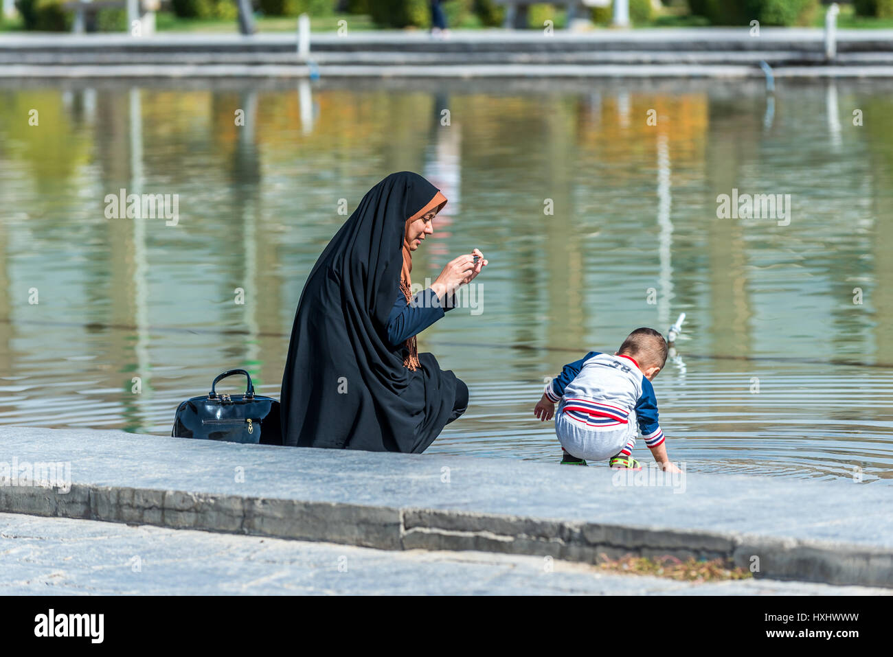 Woman with her son at Naqsh-e Jahan Square (Imam Square, formlerly Shah ...
