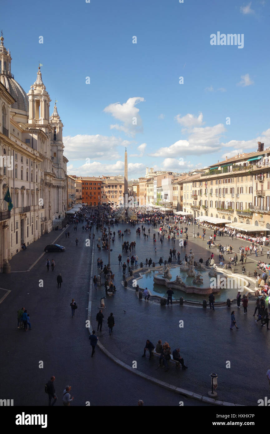 ROME, ITALY - MARCH 26, 2017: people crowd at the Navona square, The ...