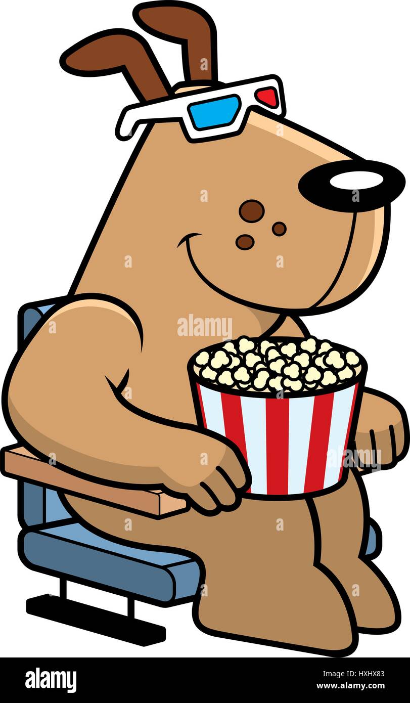A cartoon illustration of a dog watching a 3D movie Stock Vector Image ...