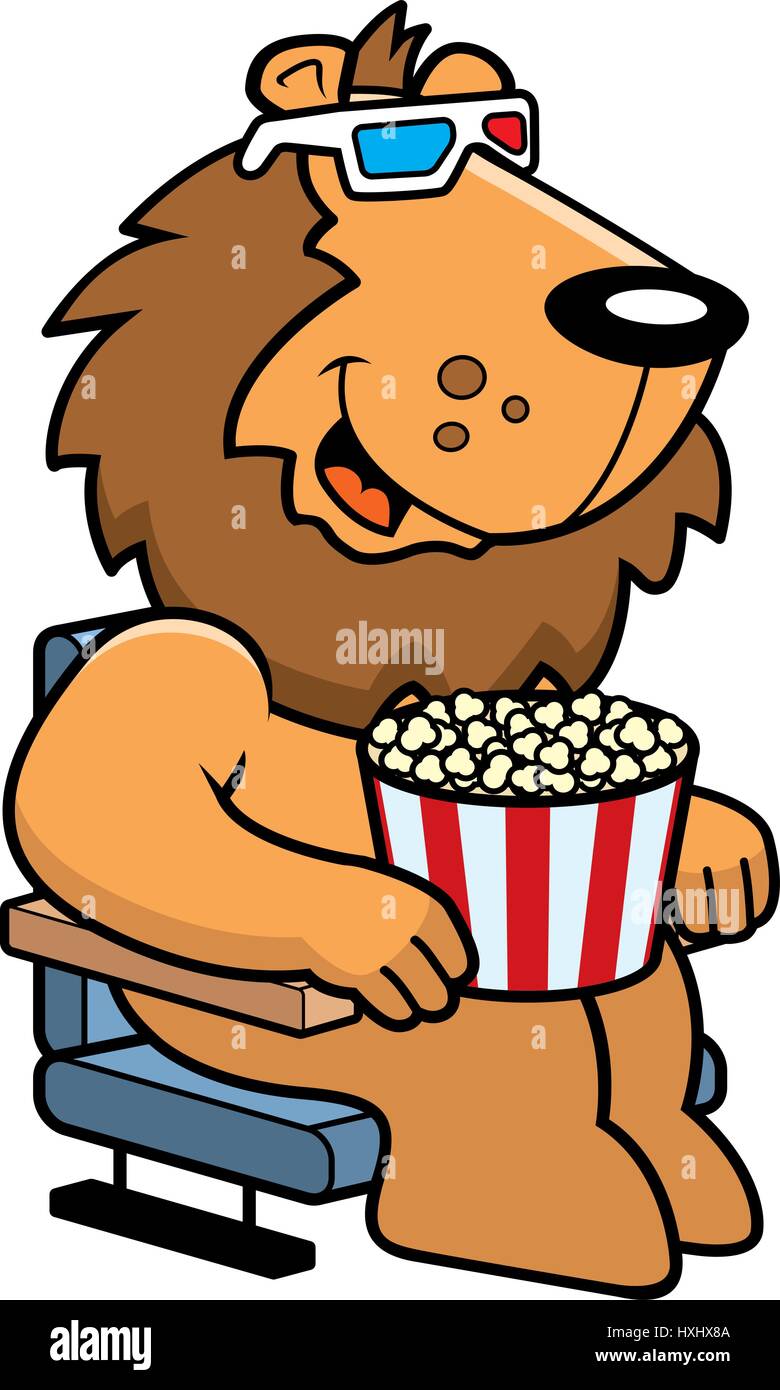 A cartoon illustration of a lion watching a 3D movie Stock Vector Image ...