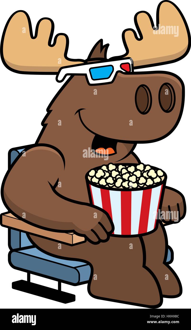 A cartoon illustration of a moose watching a 3D movie Stock Vector ...