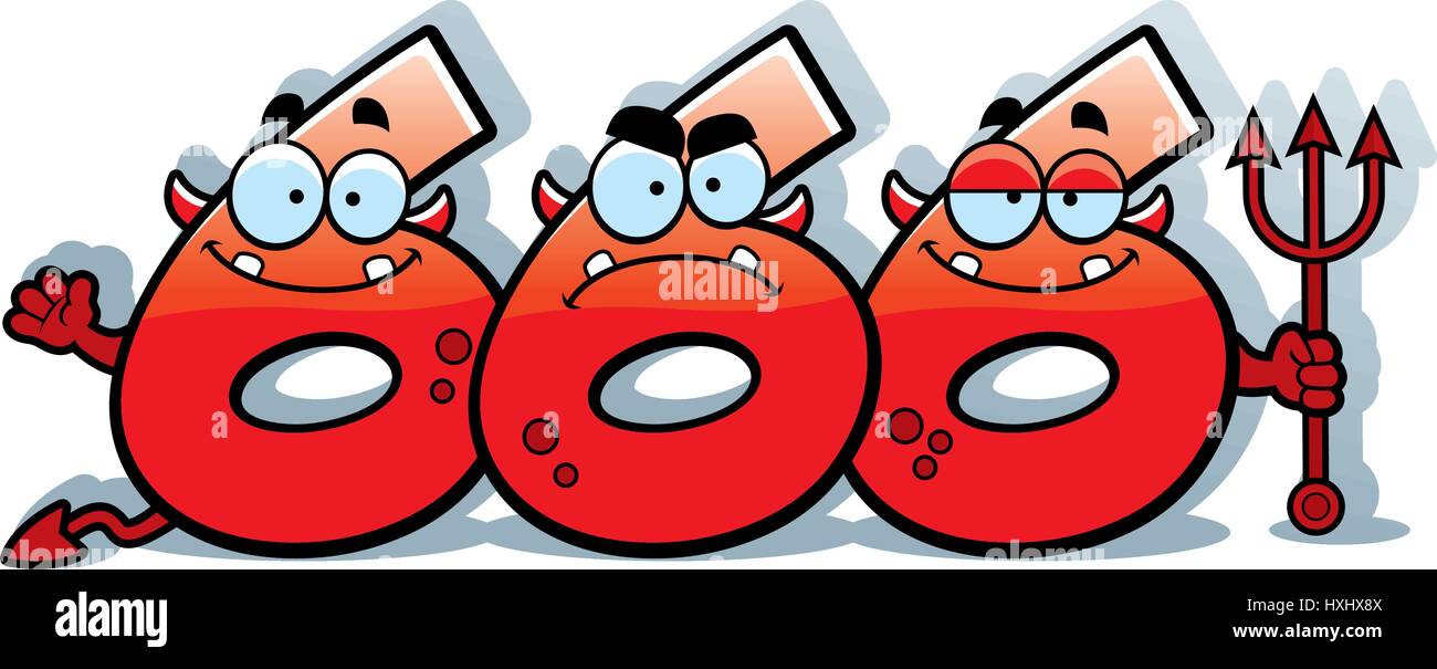 A cartoon illustration of the numbers 666 looking like devils Stock ...