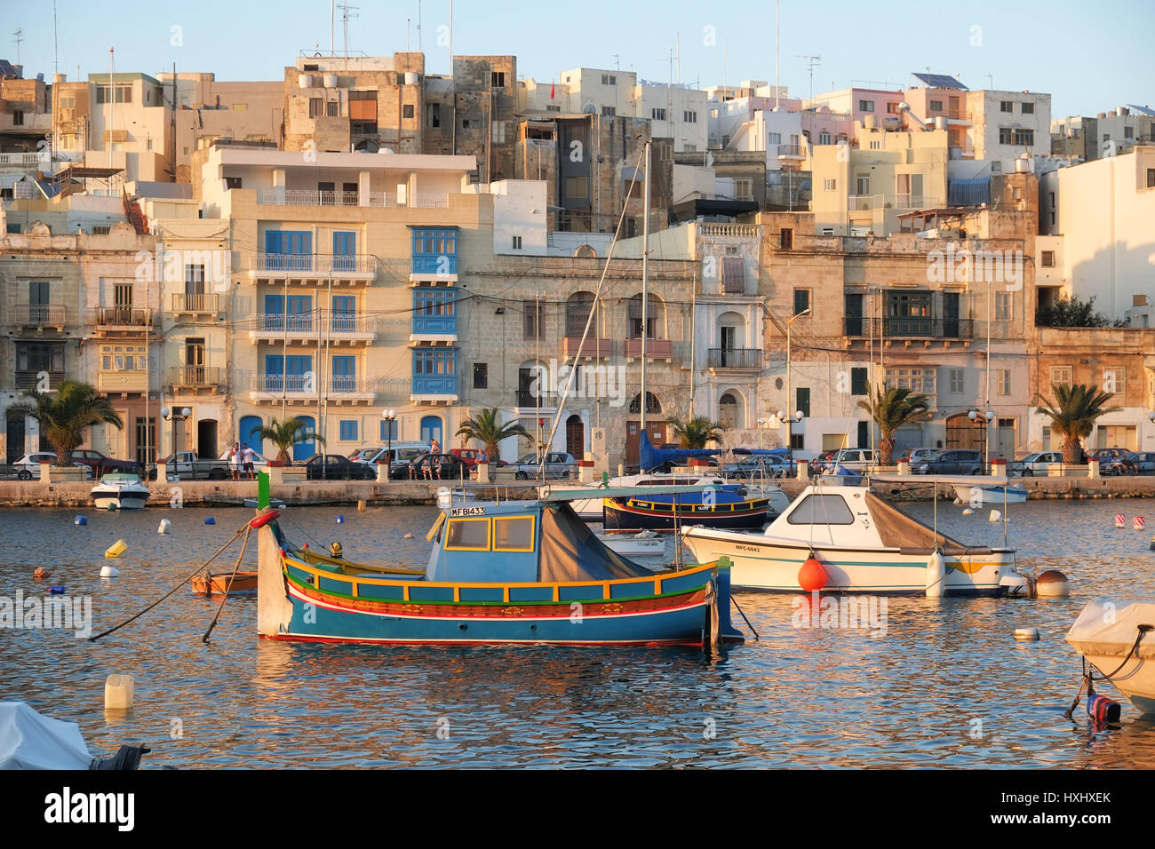 KALKARA, MALTA - JULY 23, 2015: The view of Kalkara city over the bay ...