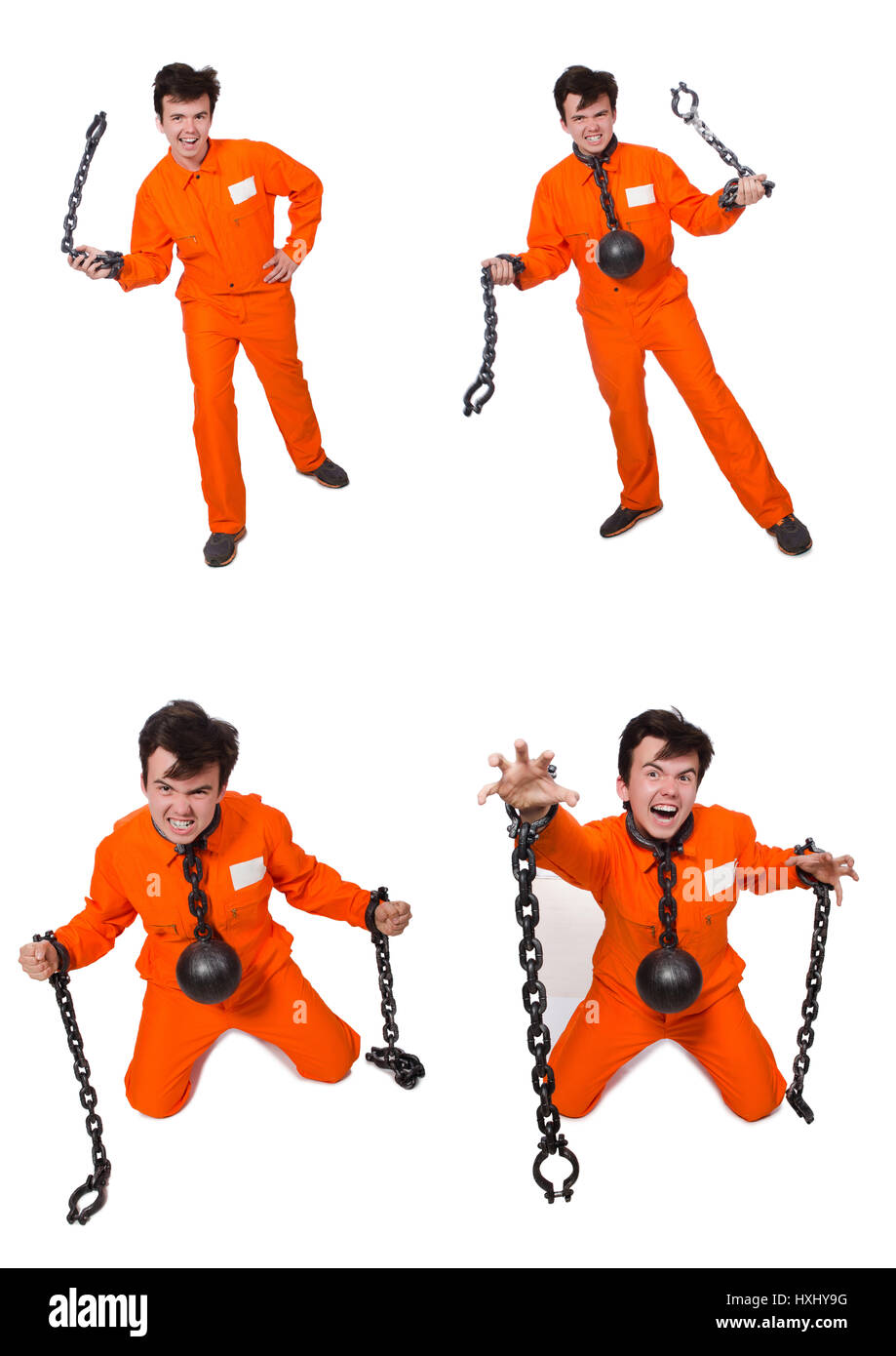 Young inmate with chains isolated on the white Stock Photo - Alamy