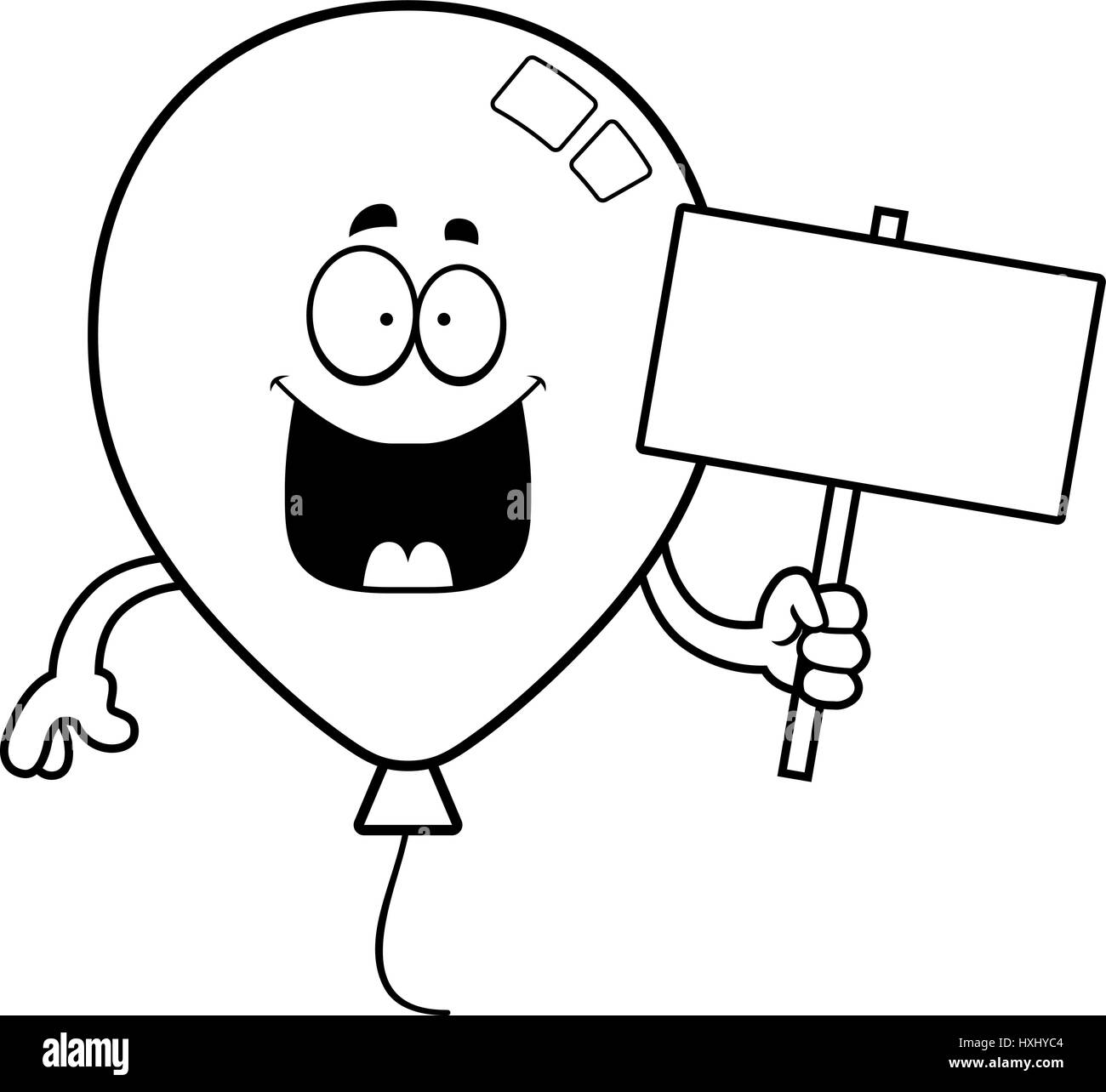 A cartoon illustration of a balloon holding a sign Stock Vector Image ...