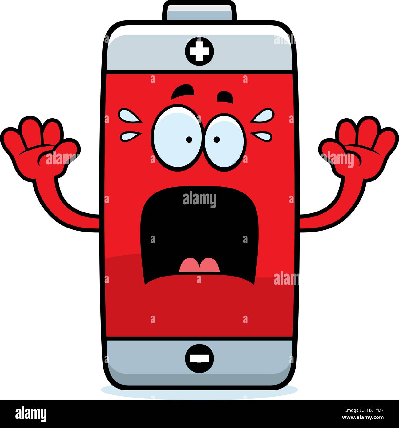 A cartoon illustration of a battery looking scared Stock Vector Image ...