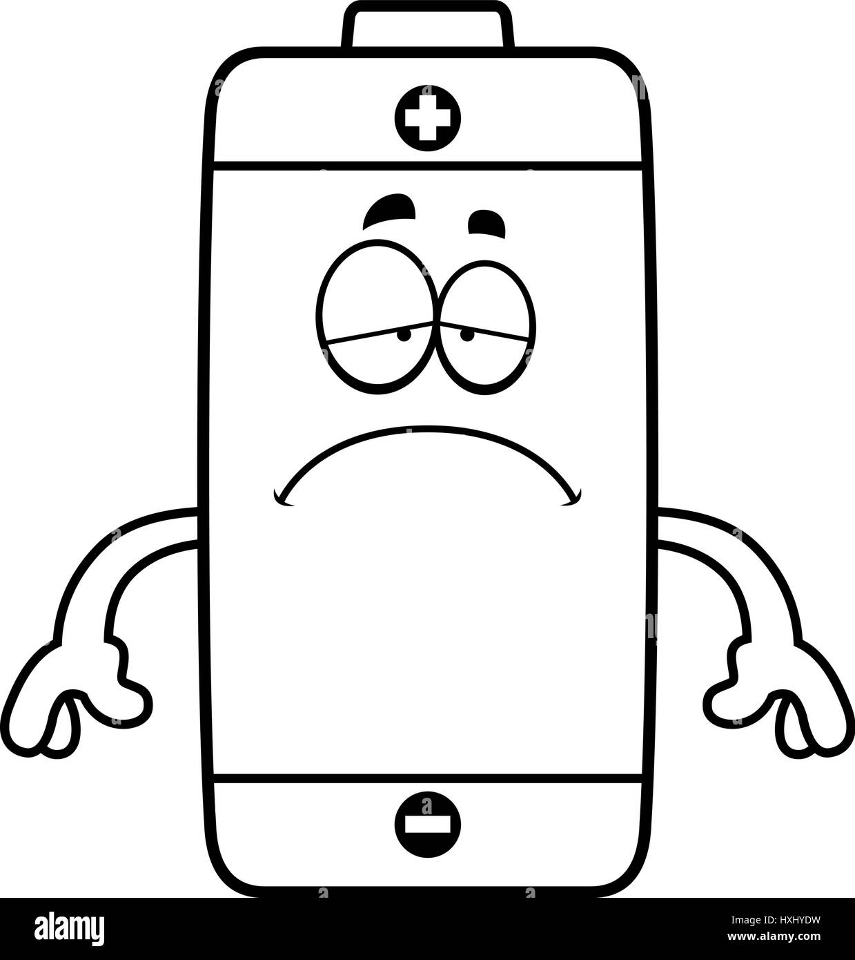 A cartoon illustration of a battery looking sad Stock Vector Image ...