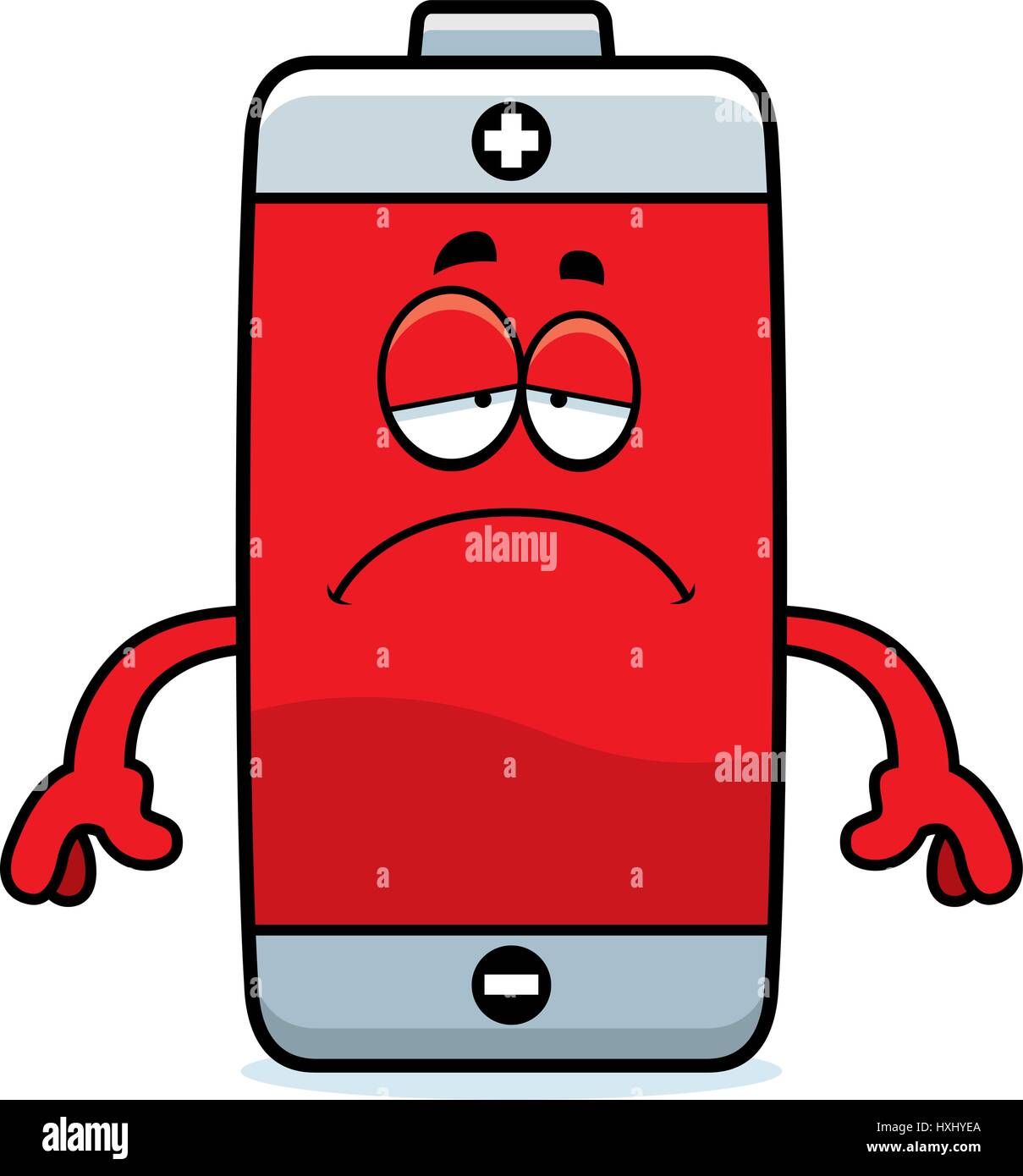 A cartoon illustration of a battery looking sad Stock Vector Image ...