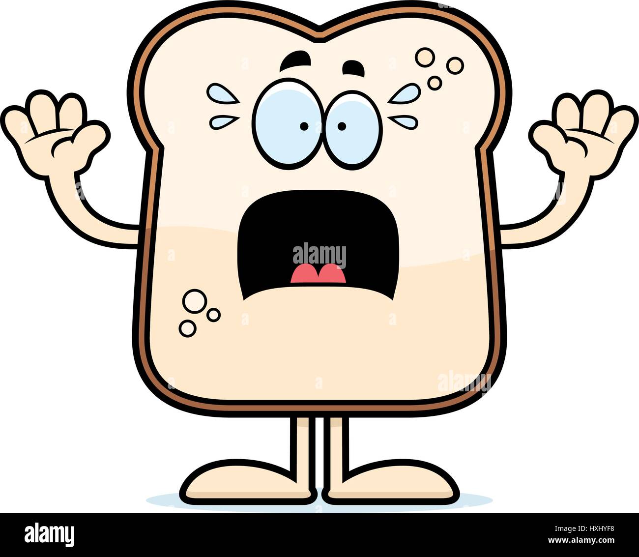 A cartoon illustration of a piece of bread looking scared Stock Vector ...