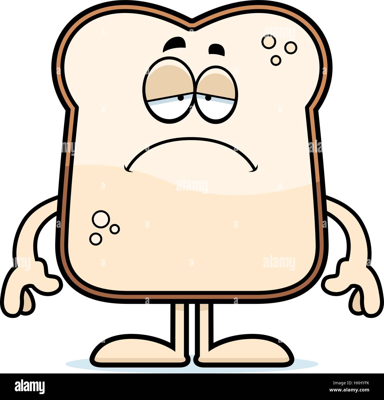 A cartoon illustration of a piece of bread looking sad Stock Vector ...