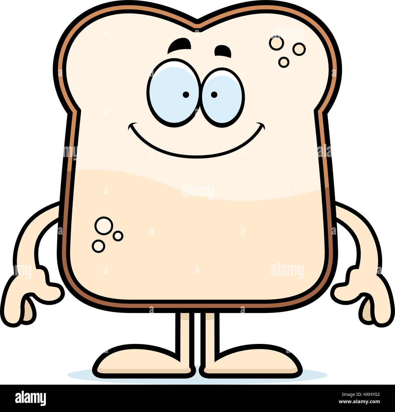 A cartoon illustration of a piece of bread looking happy Stock Vector ...