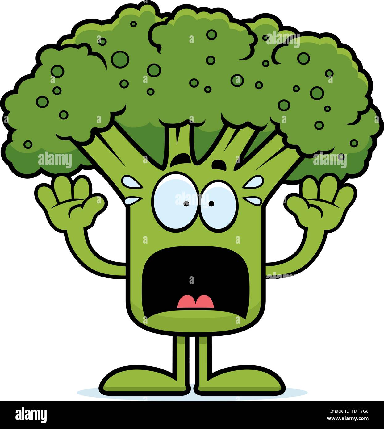 A cartoon illustration of a piece of broccoli looking scared Stock ...