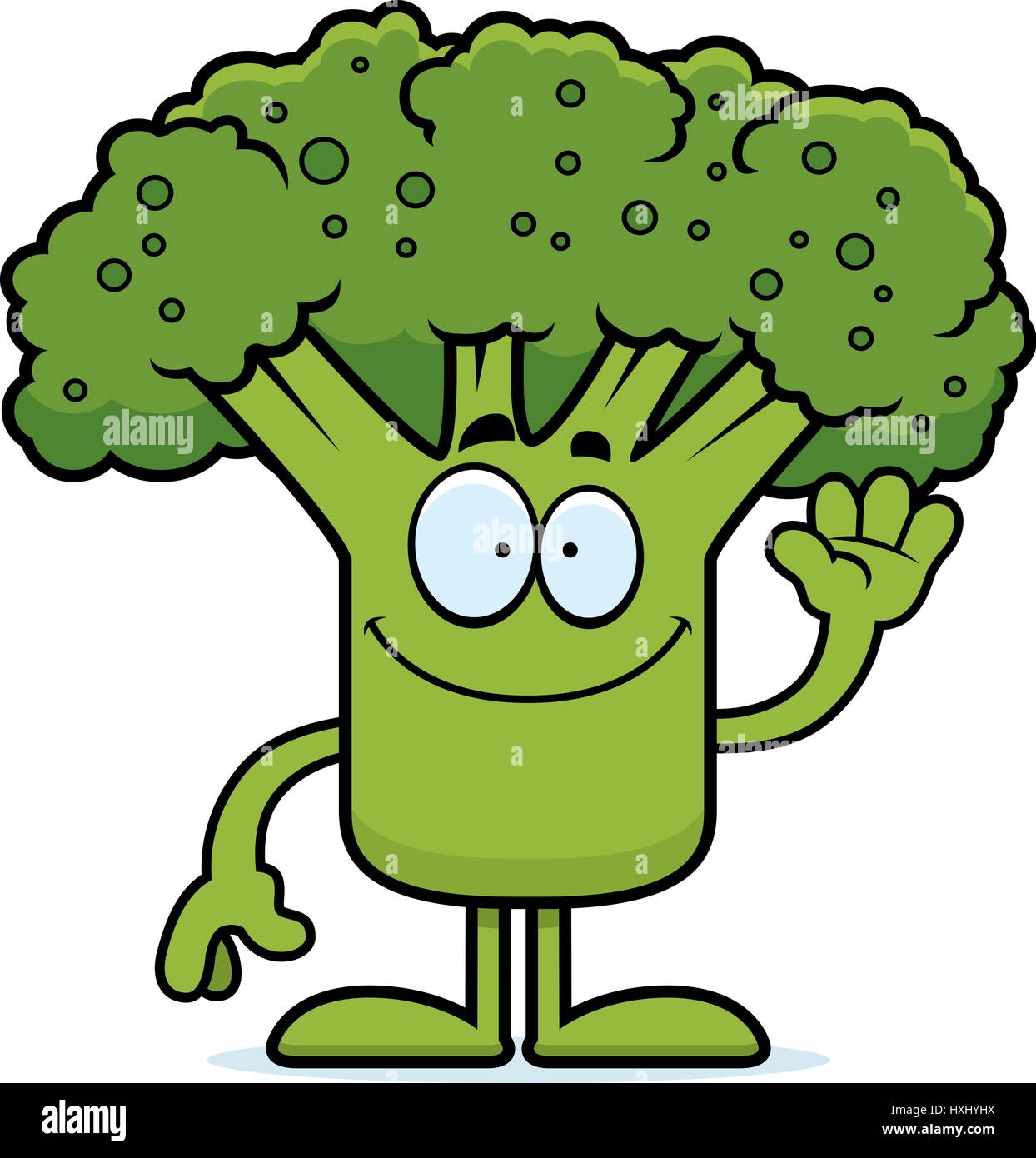 A cartoon illustration of a piece of broccoli waving Stock Vector Image ...