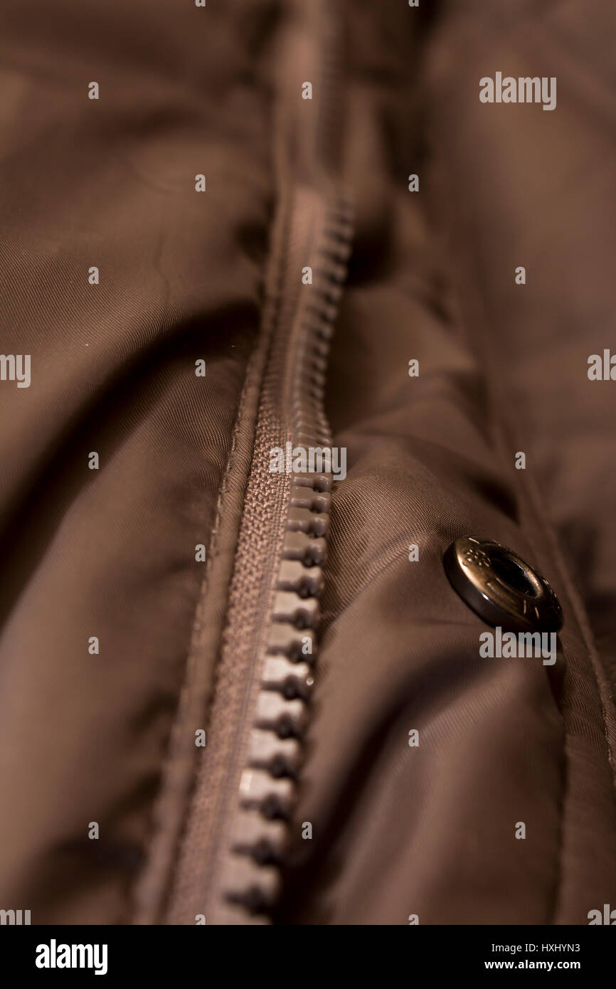 zipper clothing brown jacket macro pattern background Stock Photo - Alamy