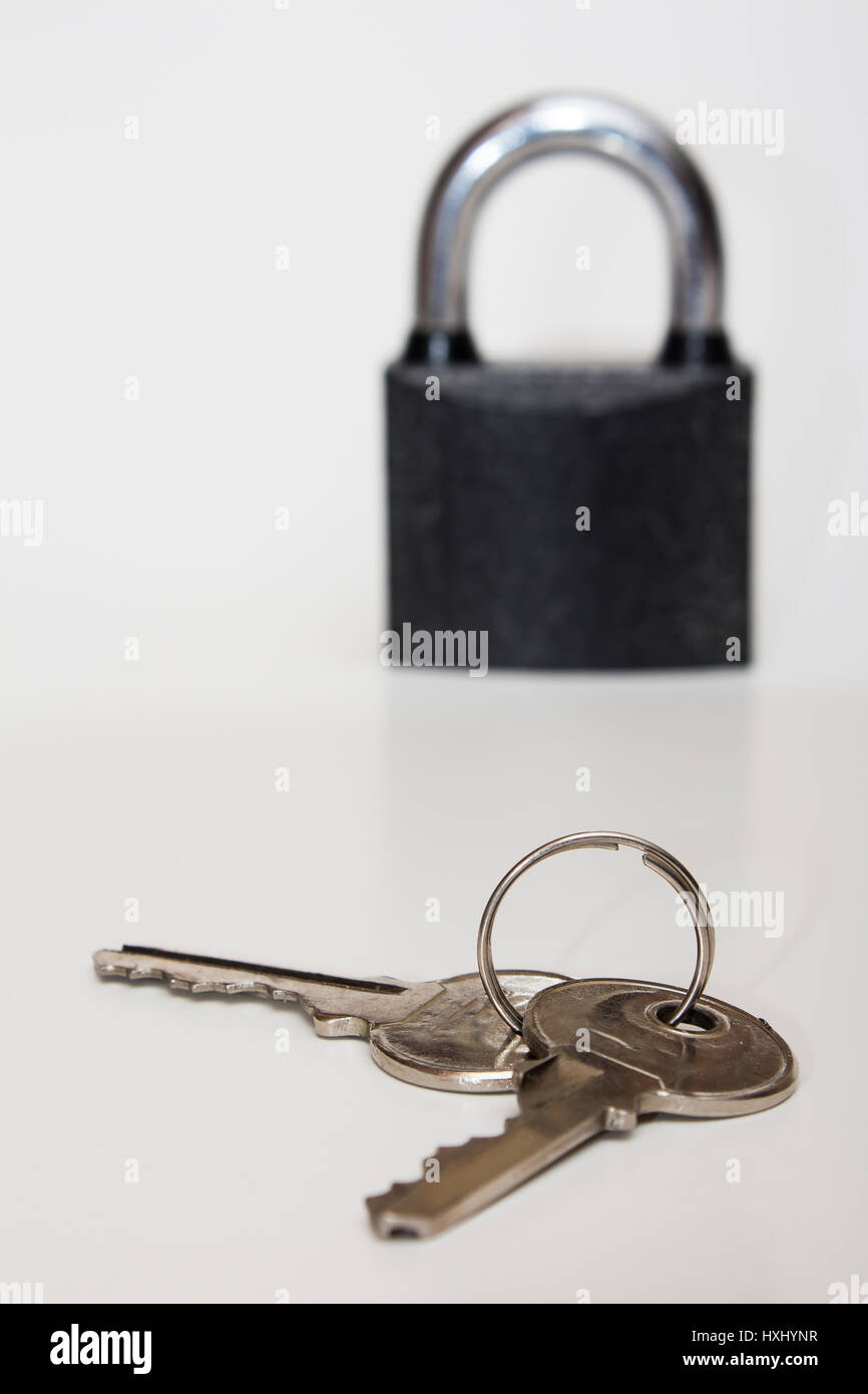 Unlocked Golden Padlock And Key Isolated On White Background, Closeup ...