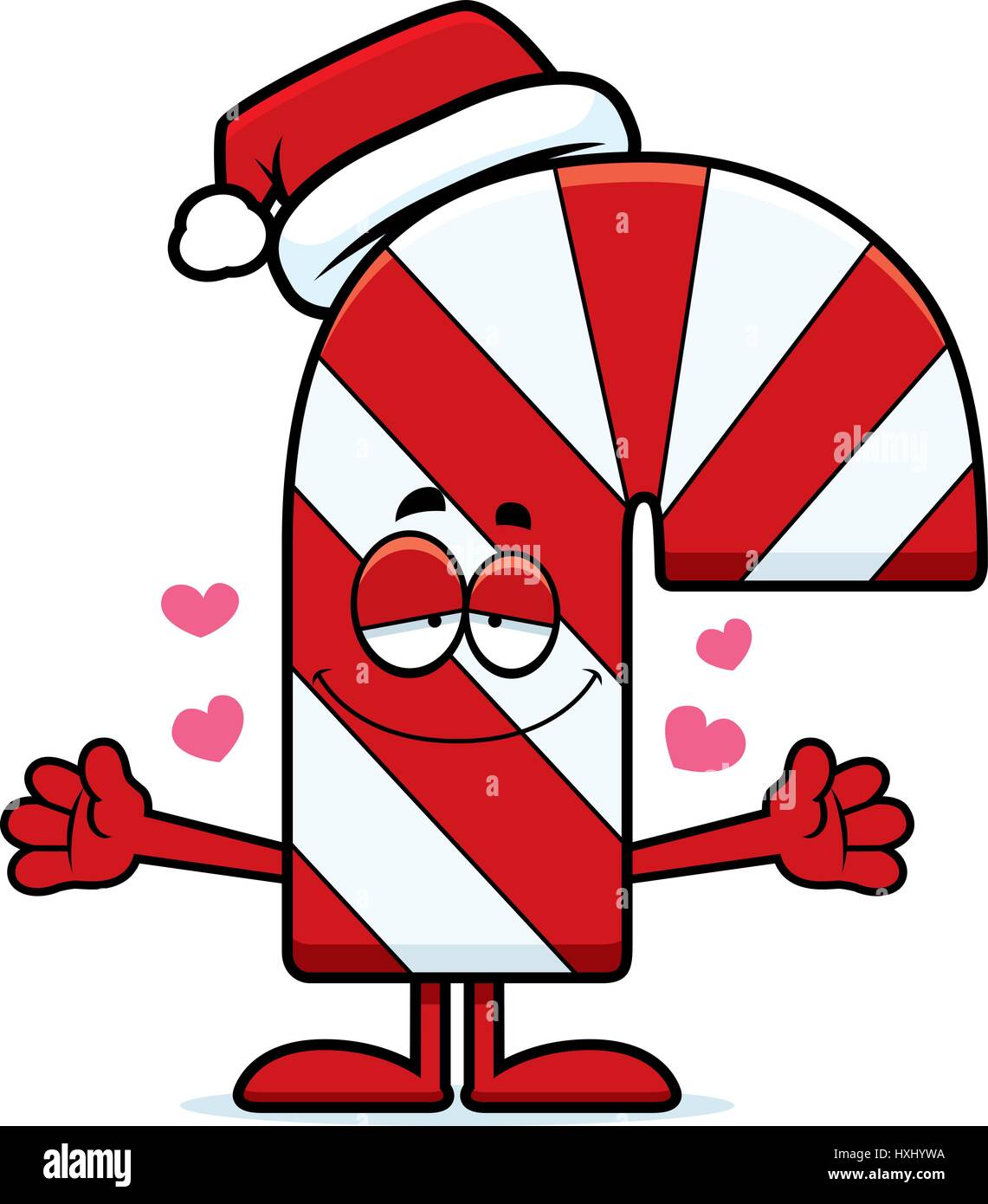 A cartoon illustration of a candy cane ready to give a hug Stock Vector ...