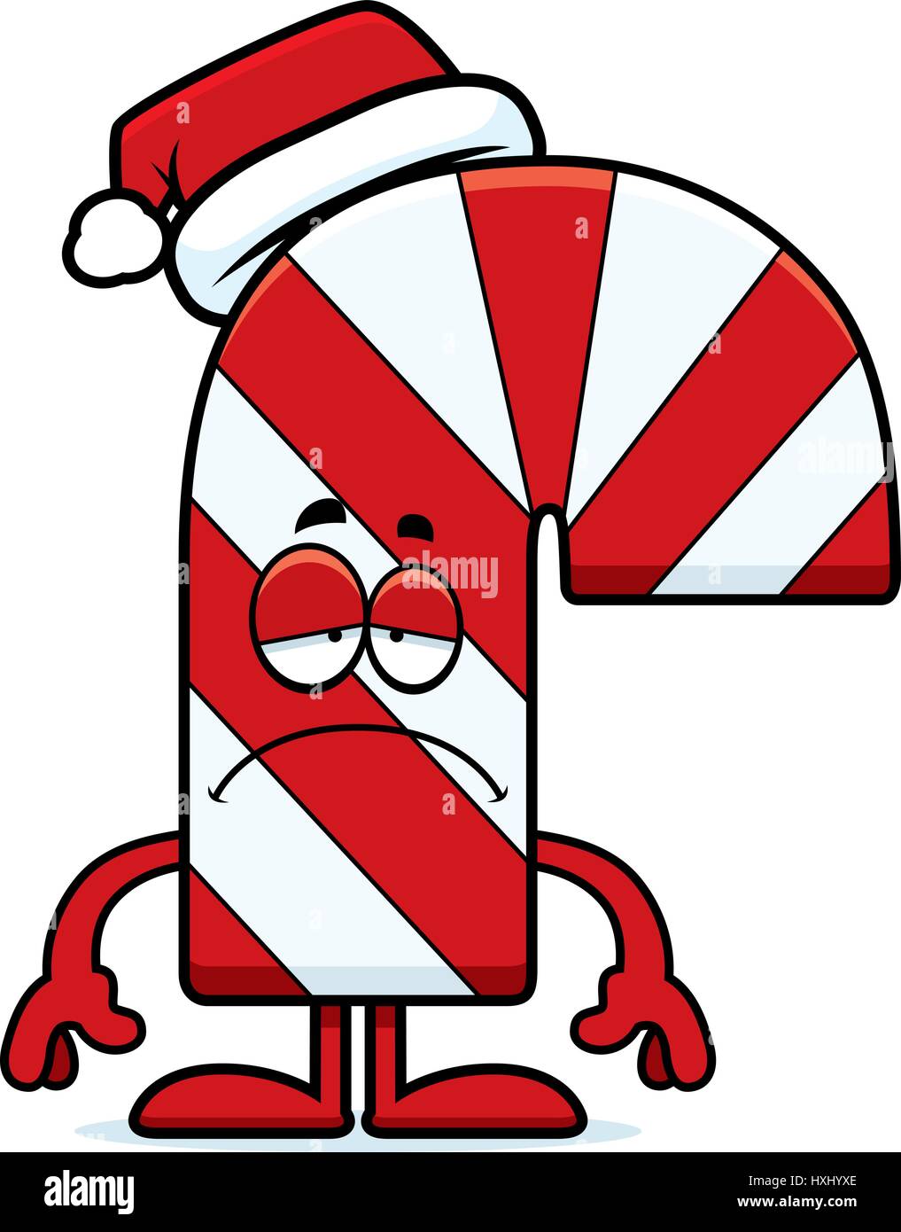 A cartoon illustration of a candy cane looking sad Stock Vector Image ...