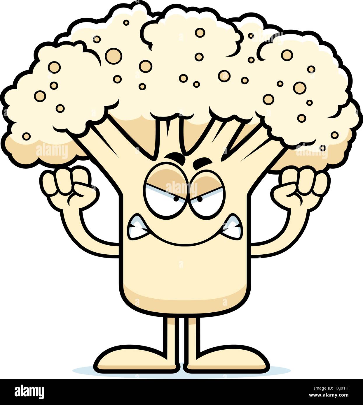 A cartoon illustration of a piece of cauliflower looking angry Stock ...