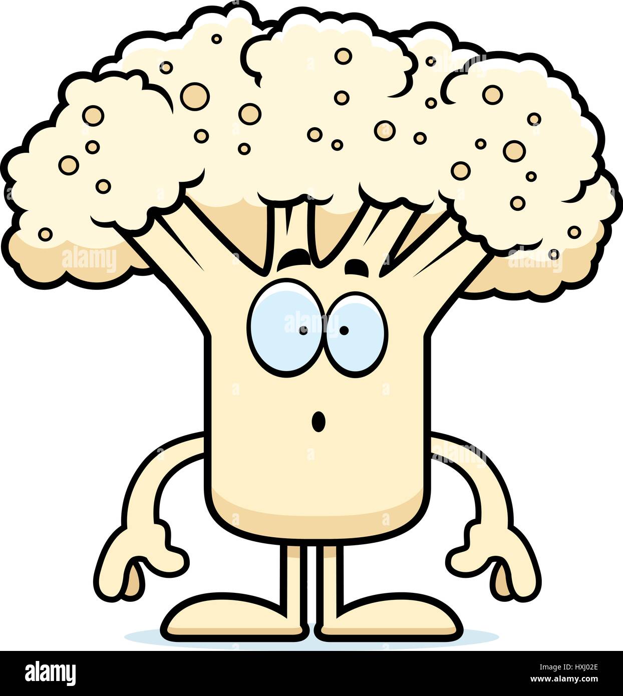 A cartoon illustration of a piece of cauliflower looking surprised ...