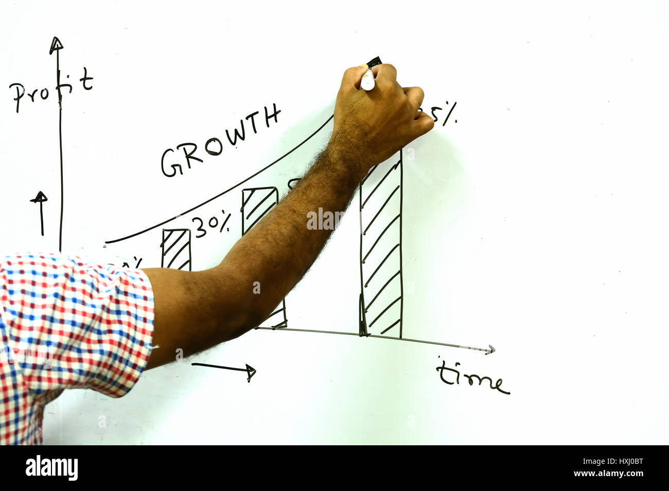 Drawing growth graph on isolated white background Stock Photo - Alamy