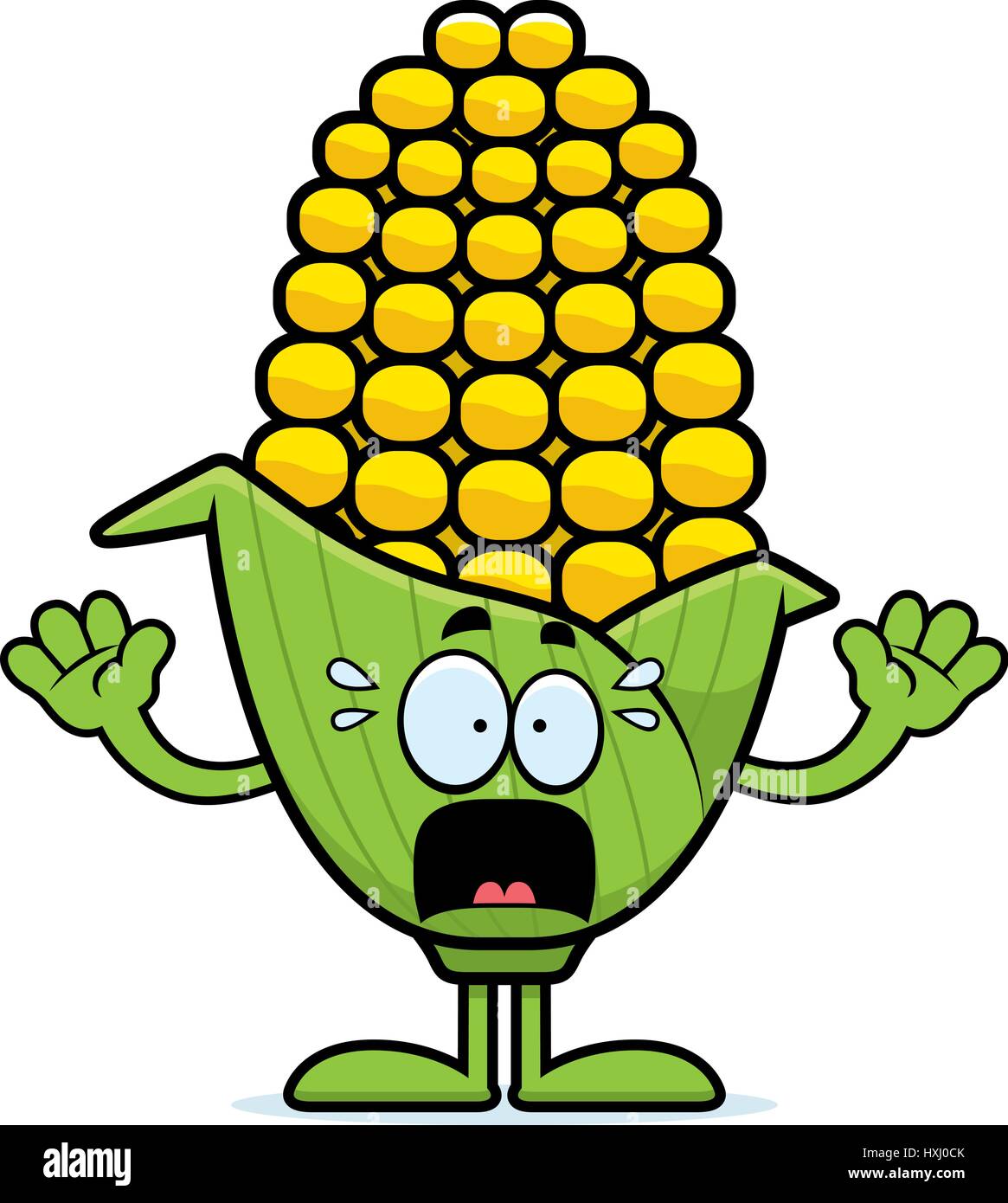A cartoon illustration of an ear of corn looking scared Stock Vector ...