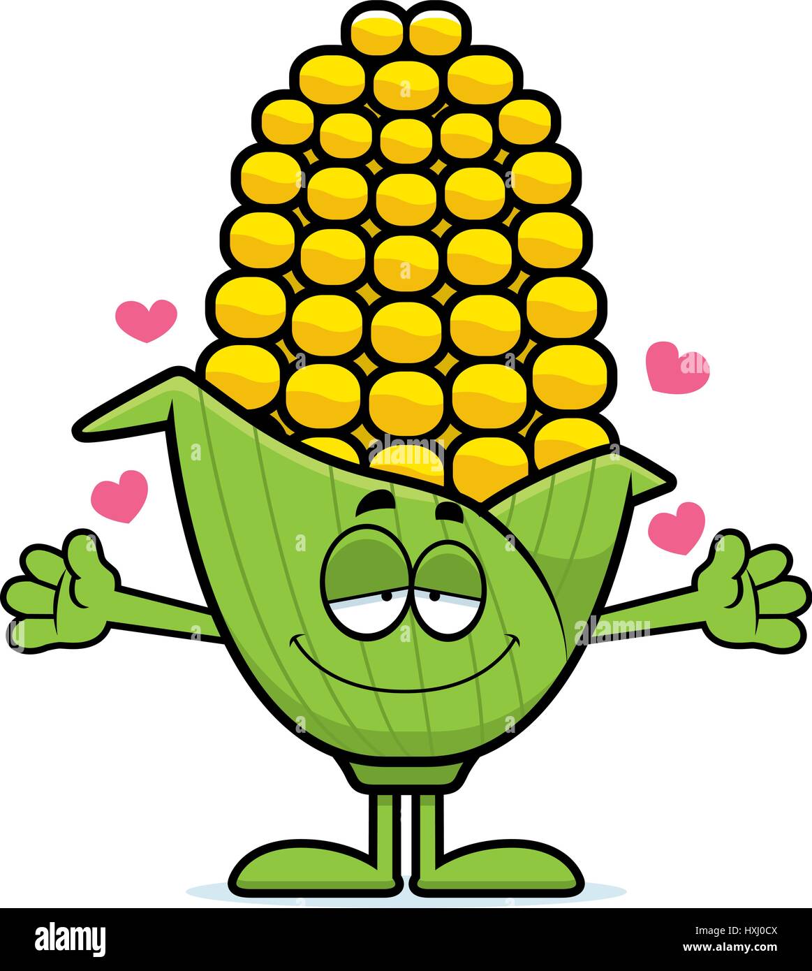A cartoon illustration of an ear of corn ready to give a hug Stock ...