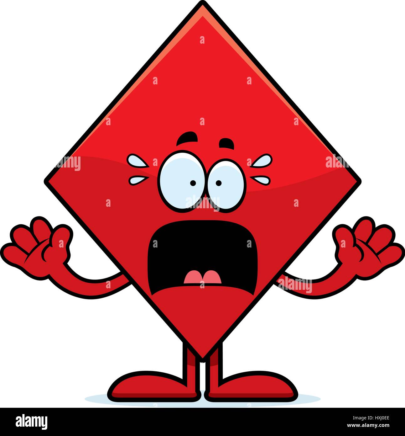A cartoon illustration of a diamond card suit looking scared Stock ...