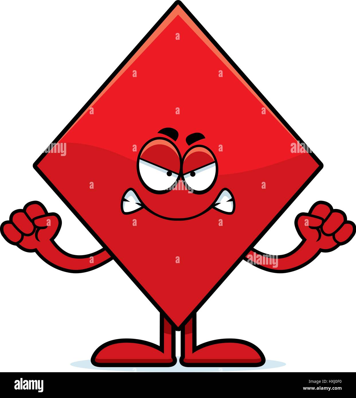 A cartoon illustration of a diamond card suit looking angry Stock ...