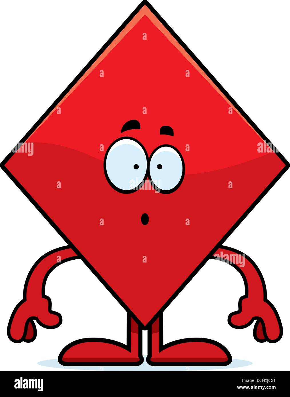 A cartoon illustration of a diamond card suit looking surprised Stock ...