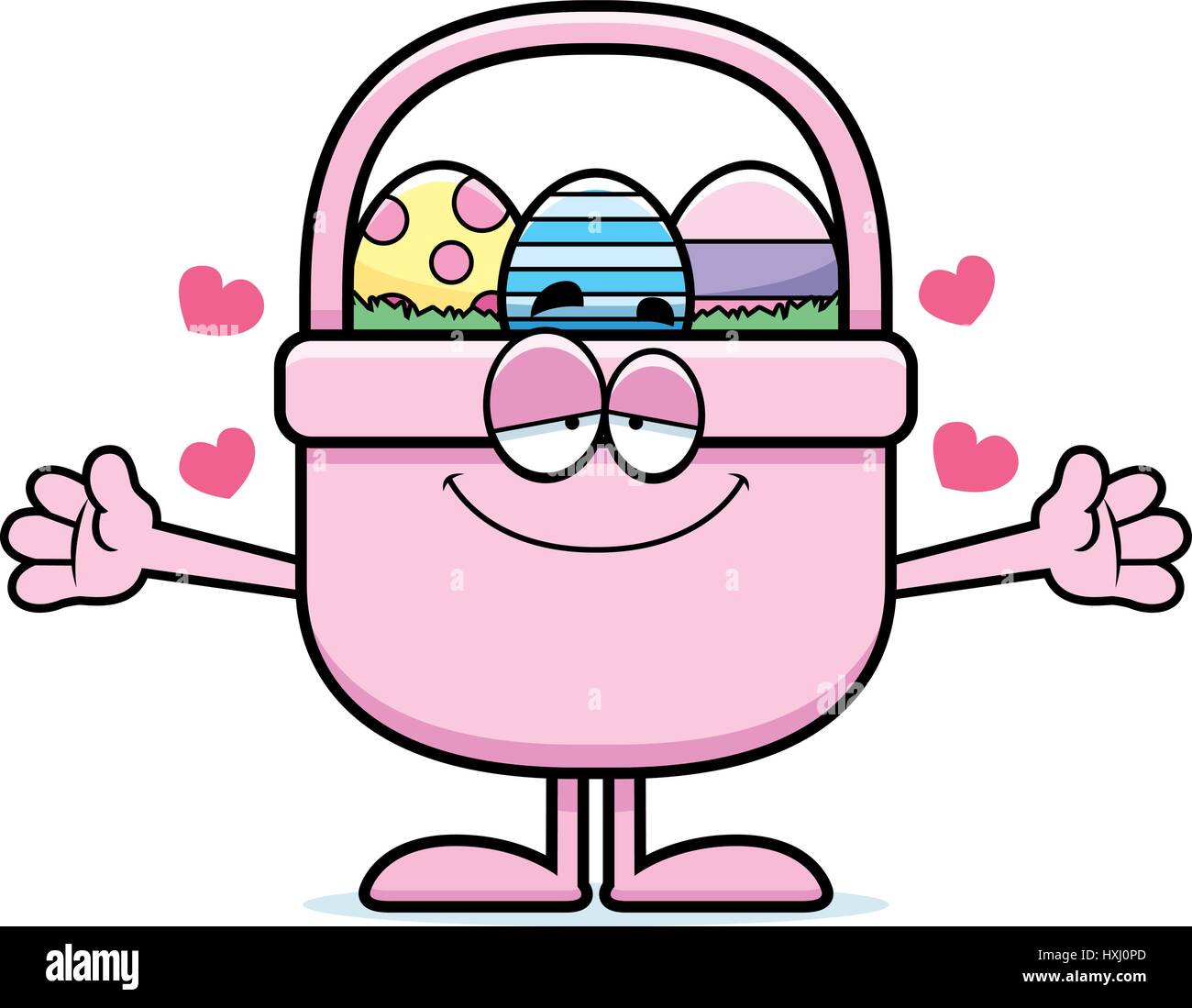 A cartoon illustration of an Easter basket ready to give a hug Stock ...