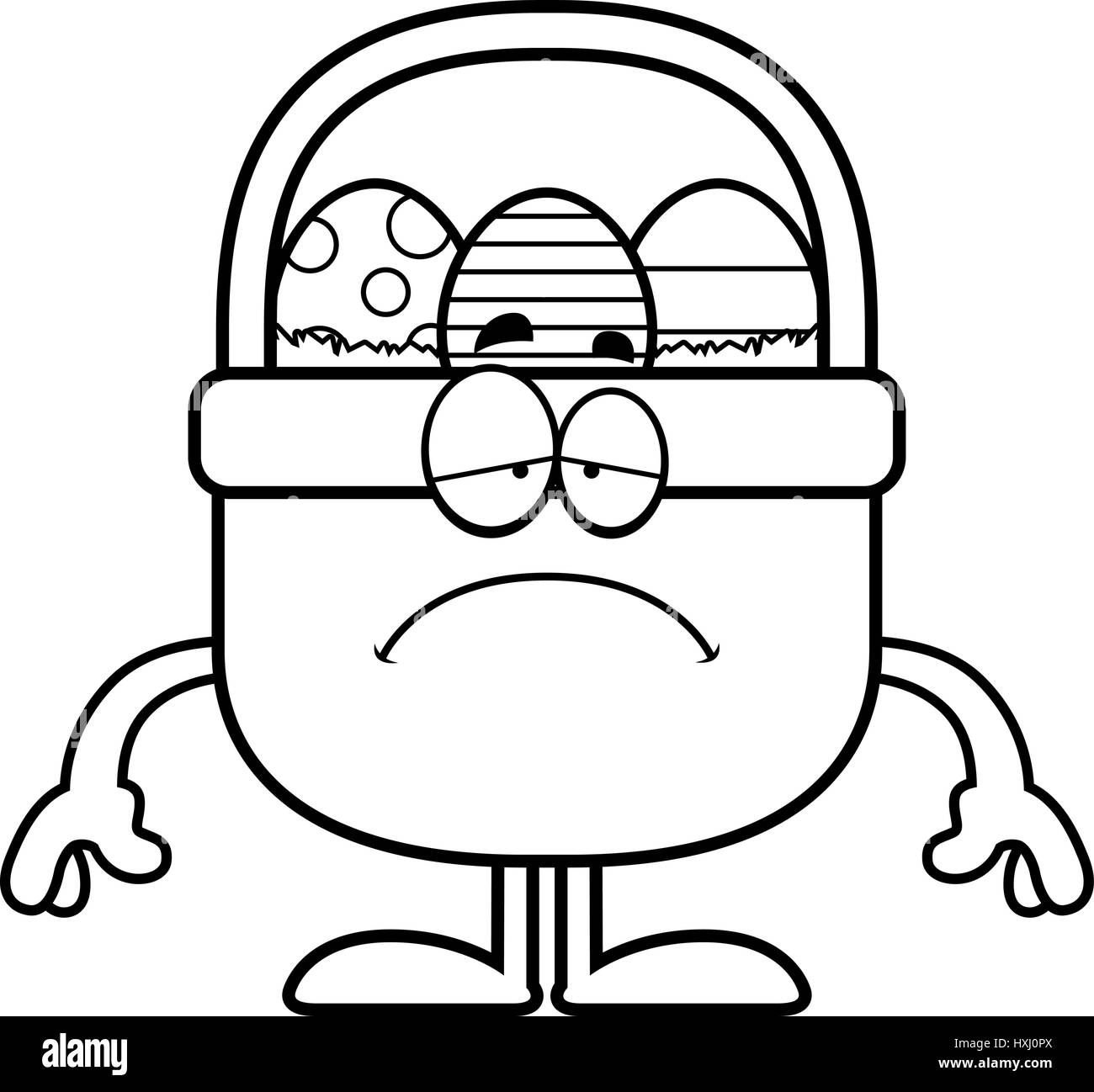 A cartoon illustration of an Easter basket looking sad Stock Vector ...