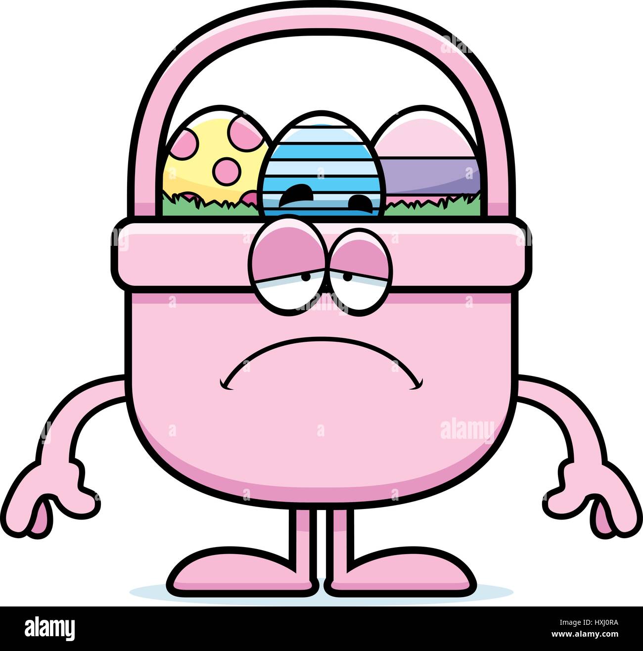 A cartoon illustration of an Easter basket looking sad Stock Vector ...