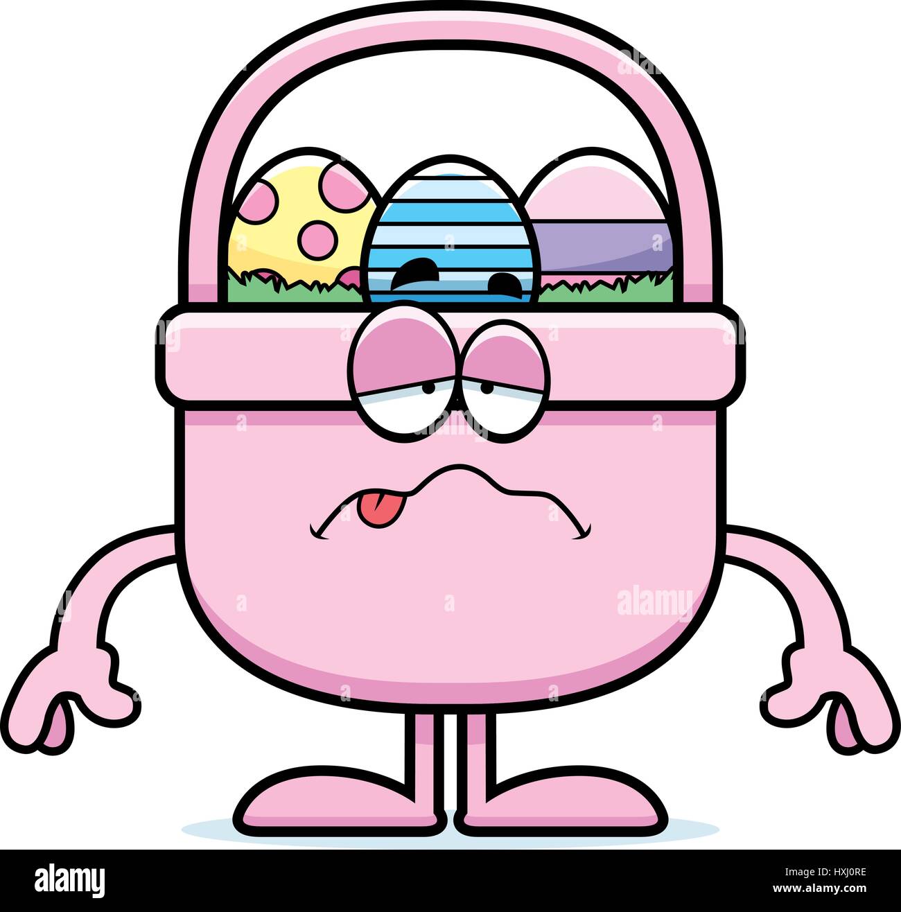A cartoon illustration of an Easter basket looking sick Stock Vector ...