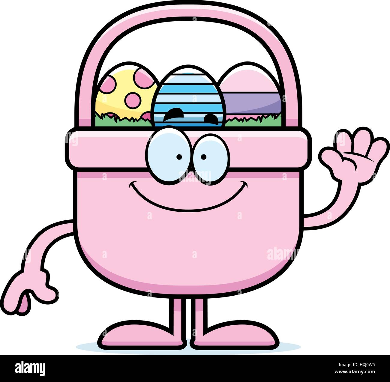 A cartoon illustration of an Easter basket waving Stock Vector Image ...