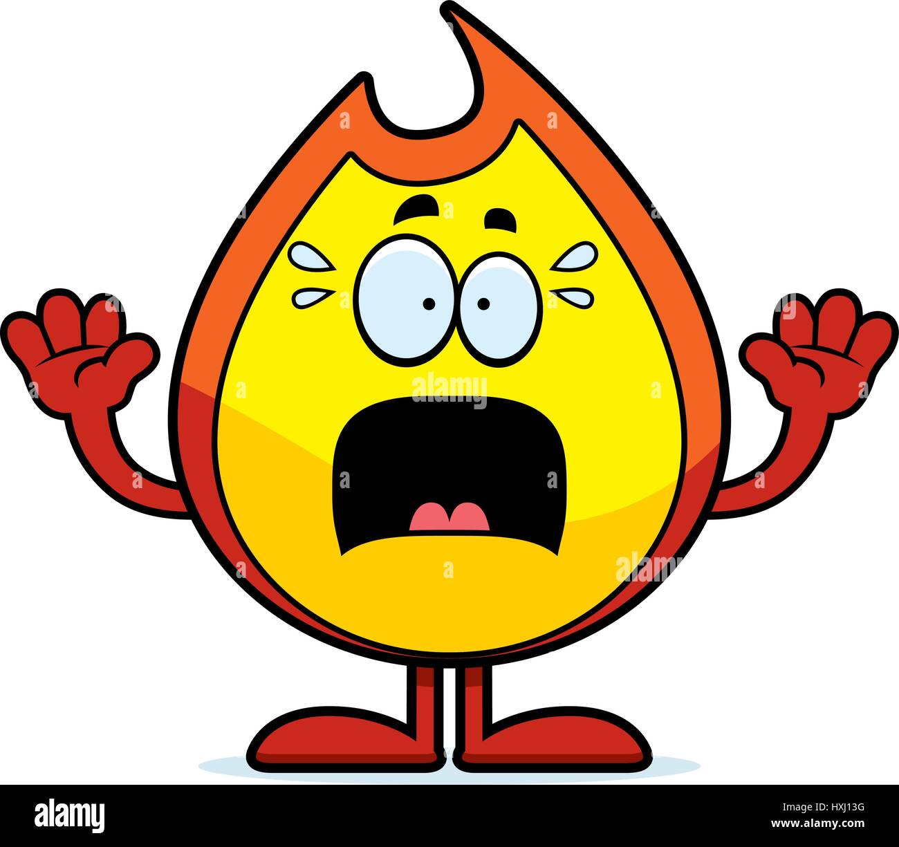 A cartoon illustration of a fire looking scared Stock Vector Image ...