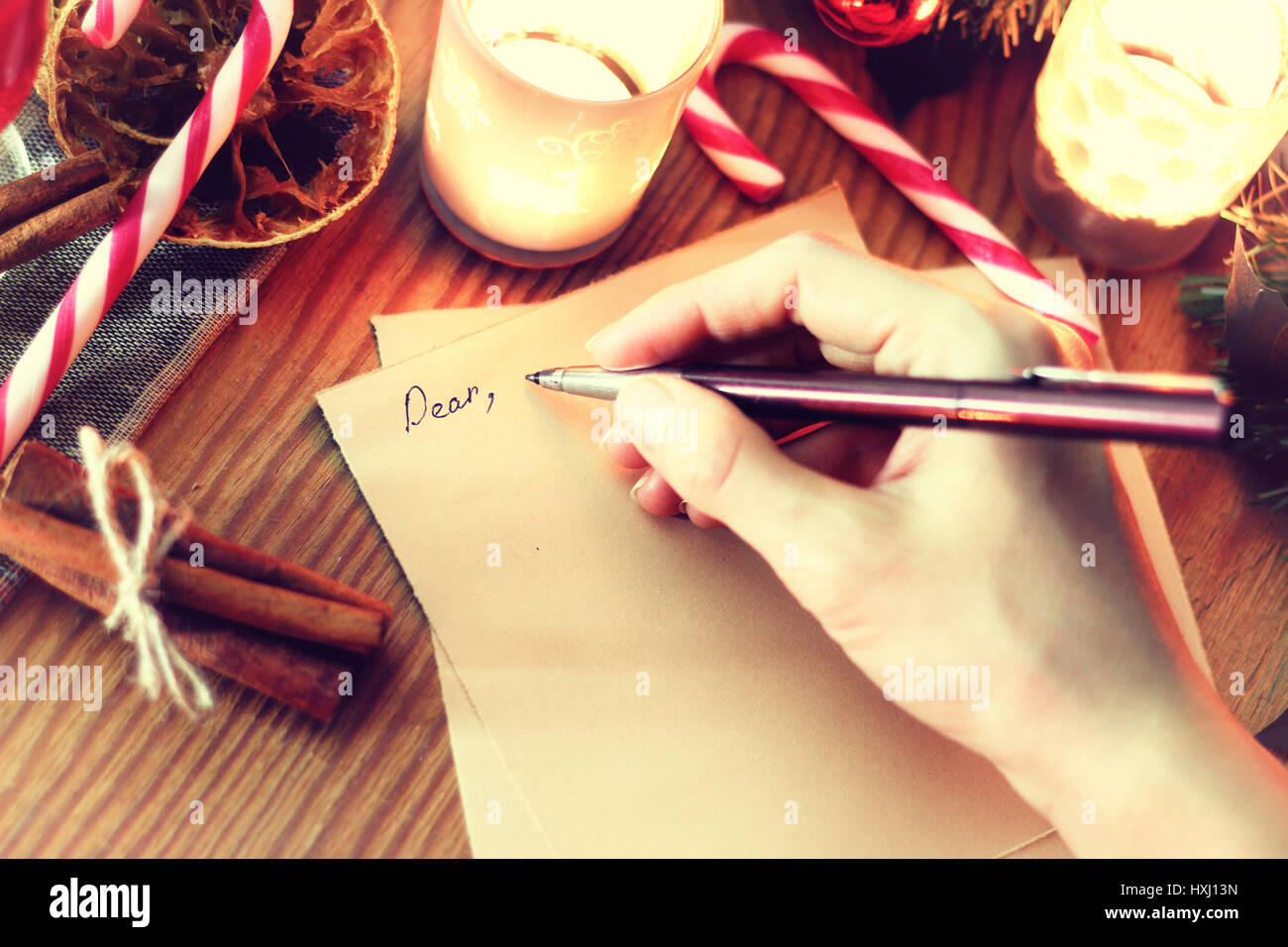 christmas hand writing story Stock Photo - Alamy
